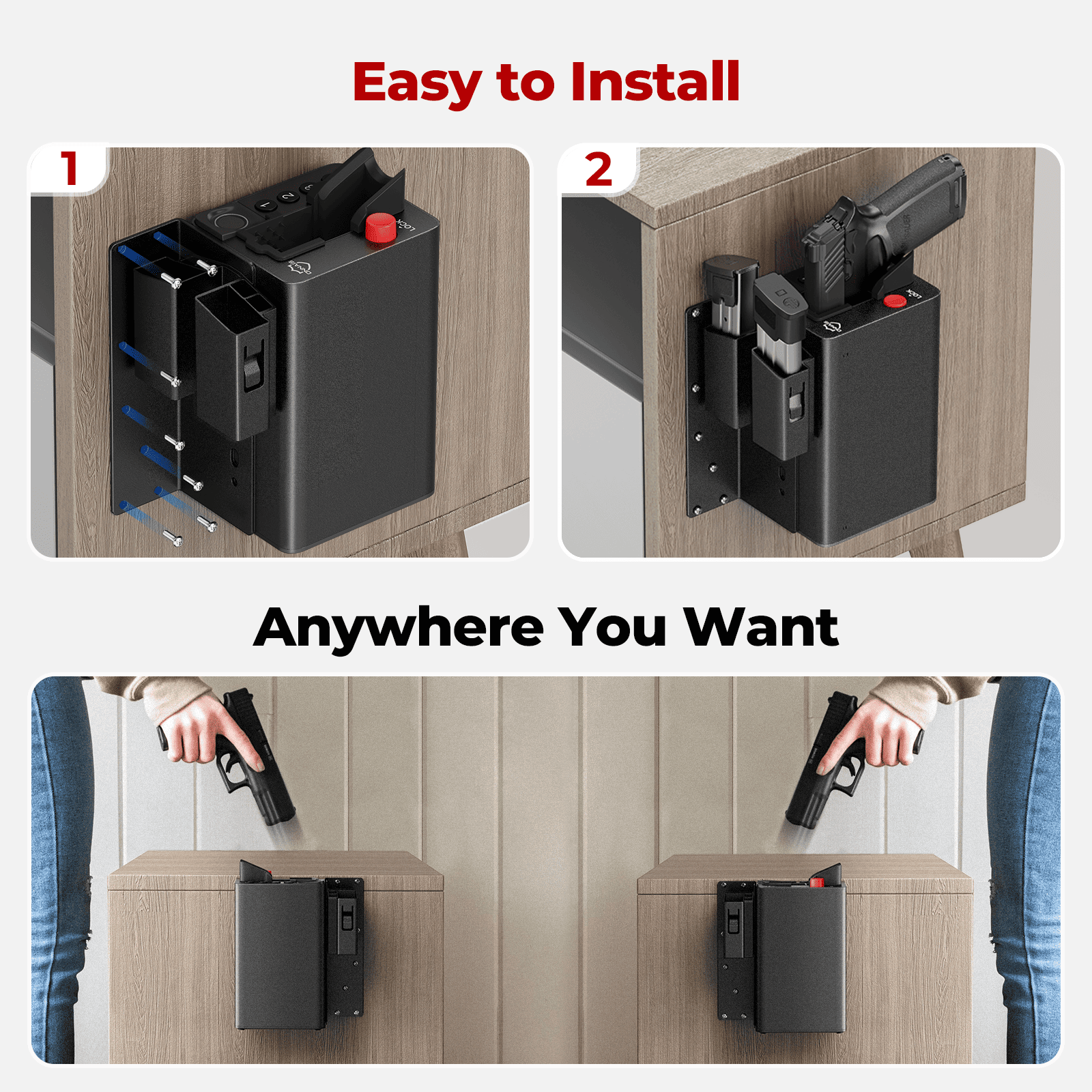 ONNAIS Defender Pro Gun Safe Lock 1-Second Fast Access 3-Way Unlock ...
